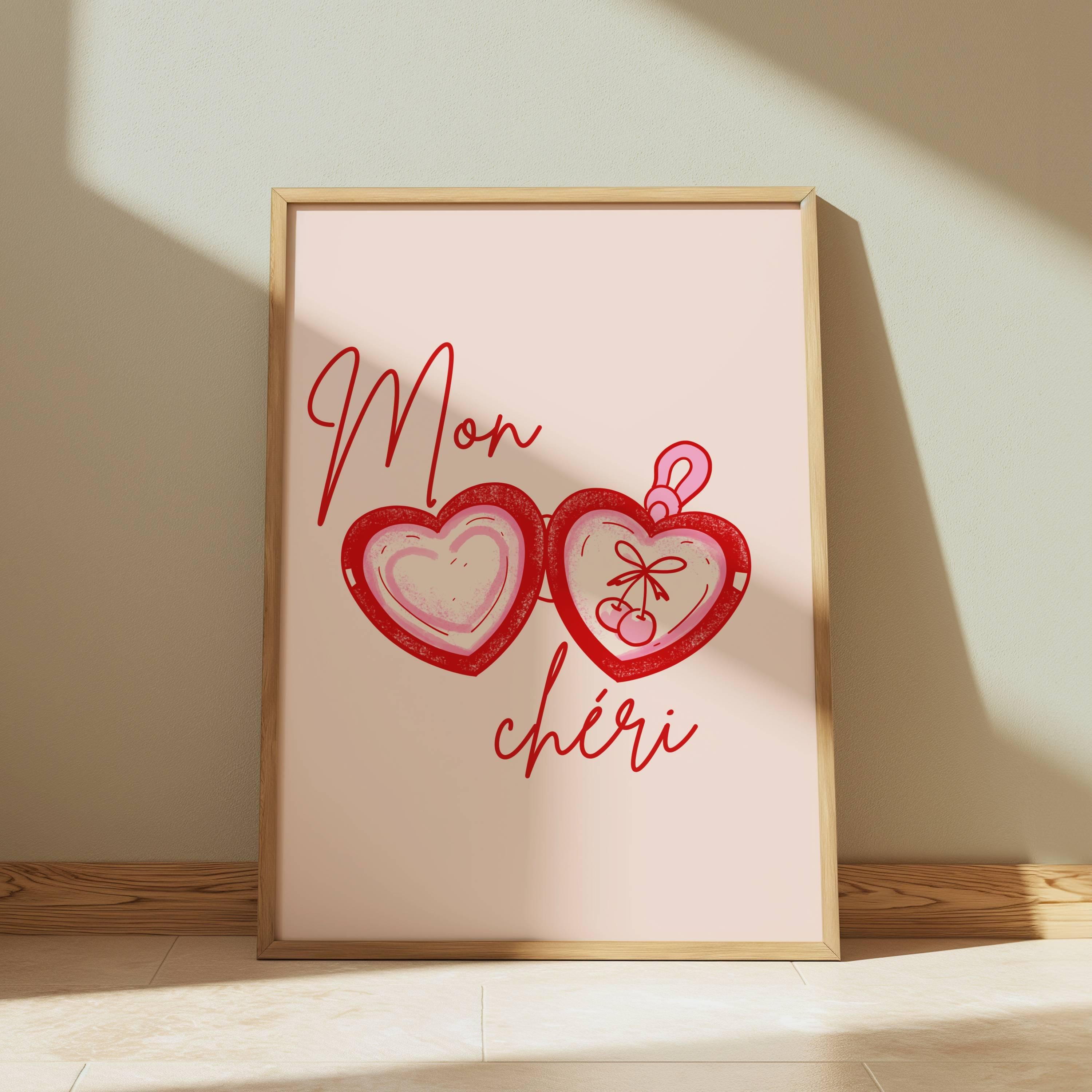 Mon Cheri French Quote Poster, Trendy Prints, Coquette Dorm Room Decor ...