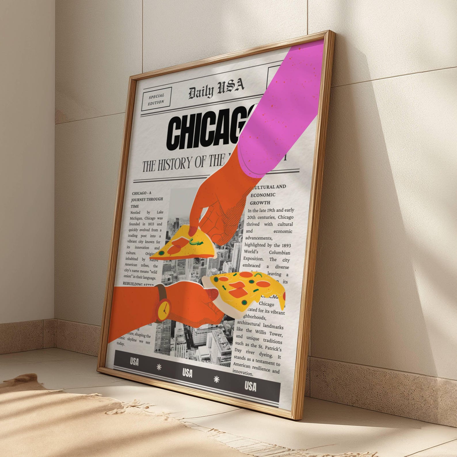 Chicago Pizza Newspaper Print, Funky Wall Art (digital Download) - Etsy