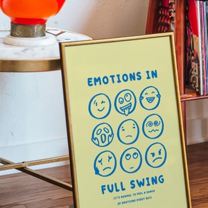 Emotions in Full Swing Poster, Minimalistic Art Style Print, Feelings ...