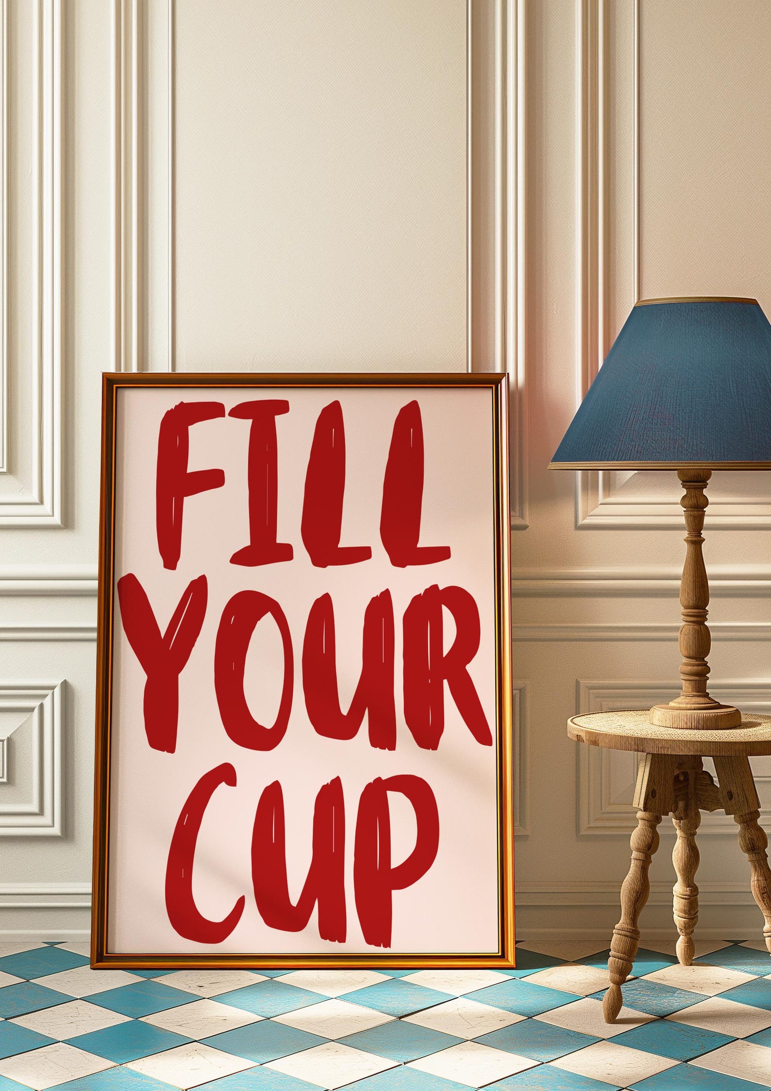 Self Care Fill Your Cup Typography Wall Art, Motivational Poster ...
