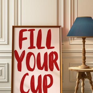 Self Care Fill Your Cup Typography Wall Art, Motivational Poster ...