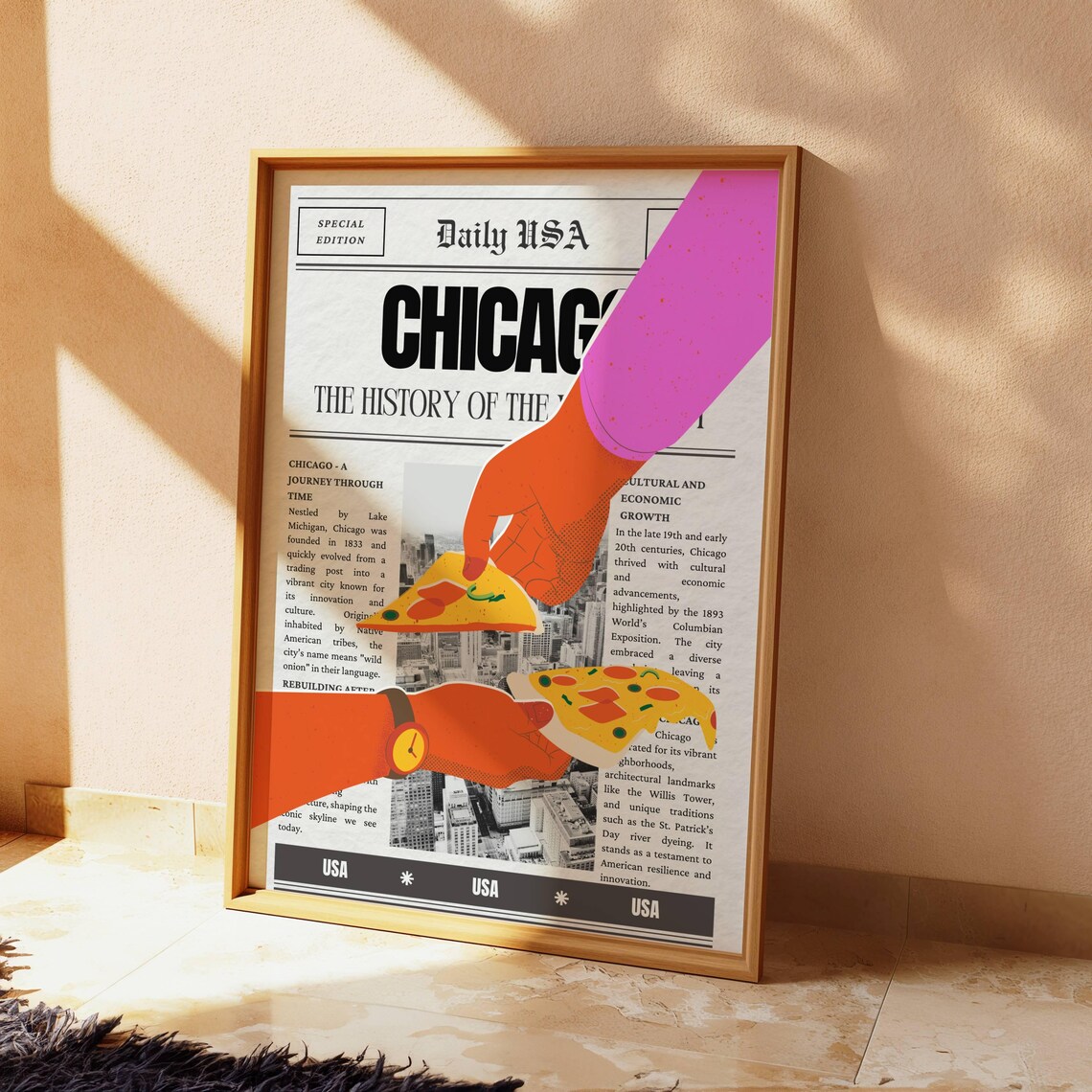 Chicago Pizza Newspaper Print, Funky Wall Art (digital Download) - Etsy