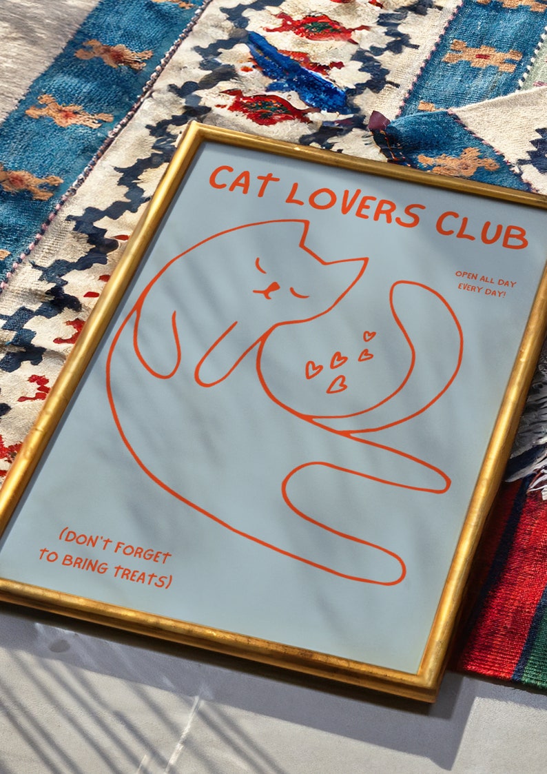 Cat Lovers Club Art Print, Soft Feminine Decor (digital Download) - Etsy