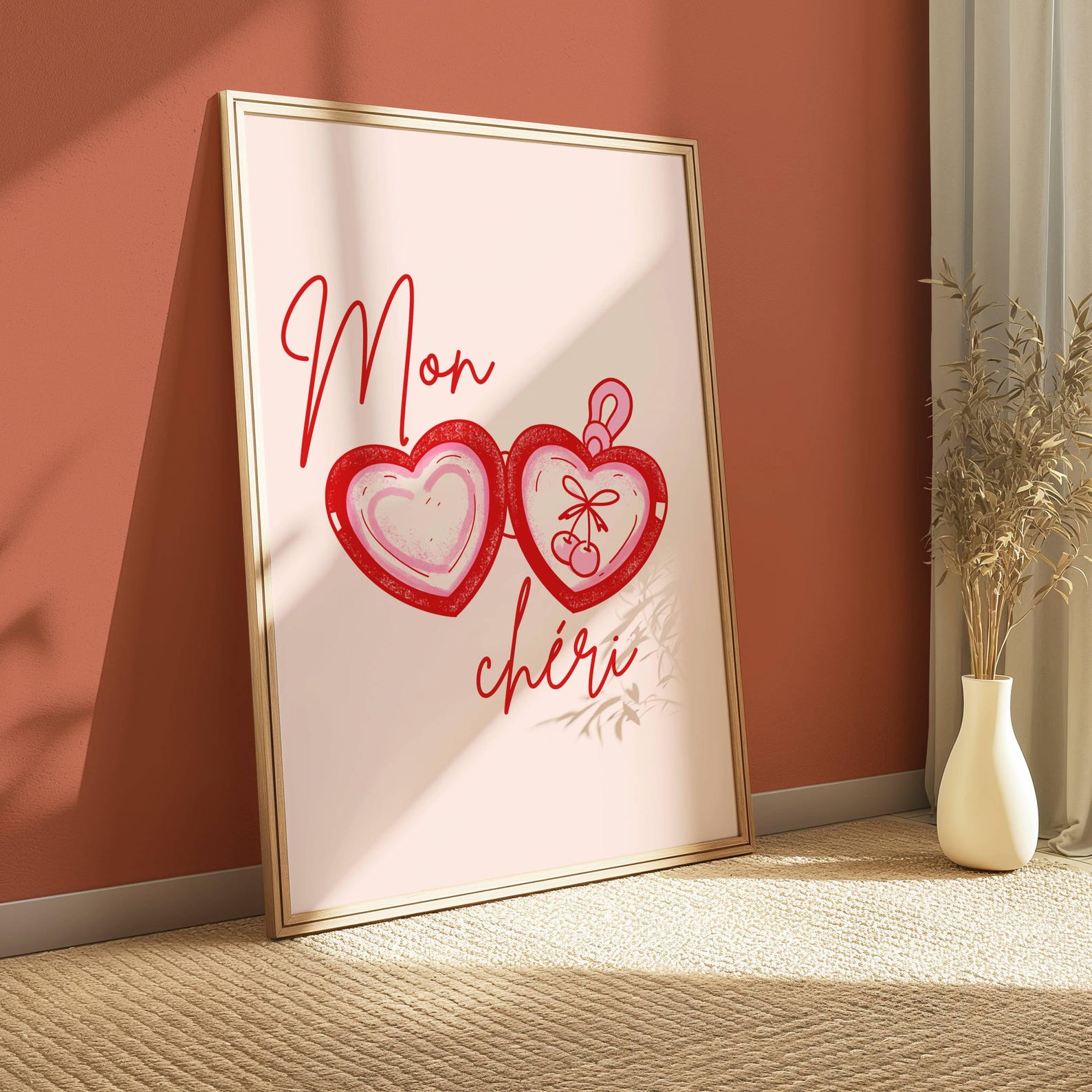 Mon Cheri French Quote Poster, Trendy Prints, Coquette Dorm Room Decor ...