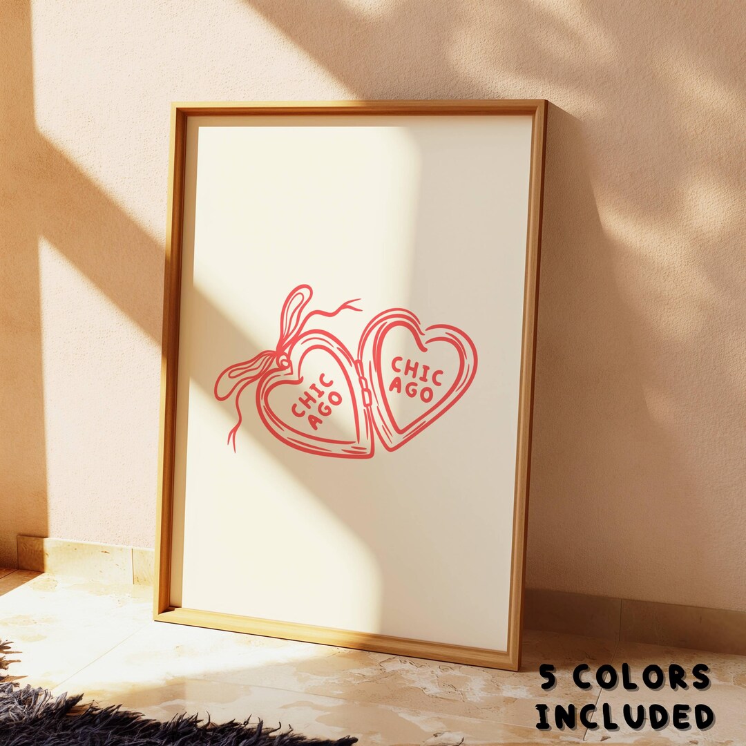 Chicago Wall Art, Heart Locket Print, Love in Chicago Poster, Dopamine ...