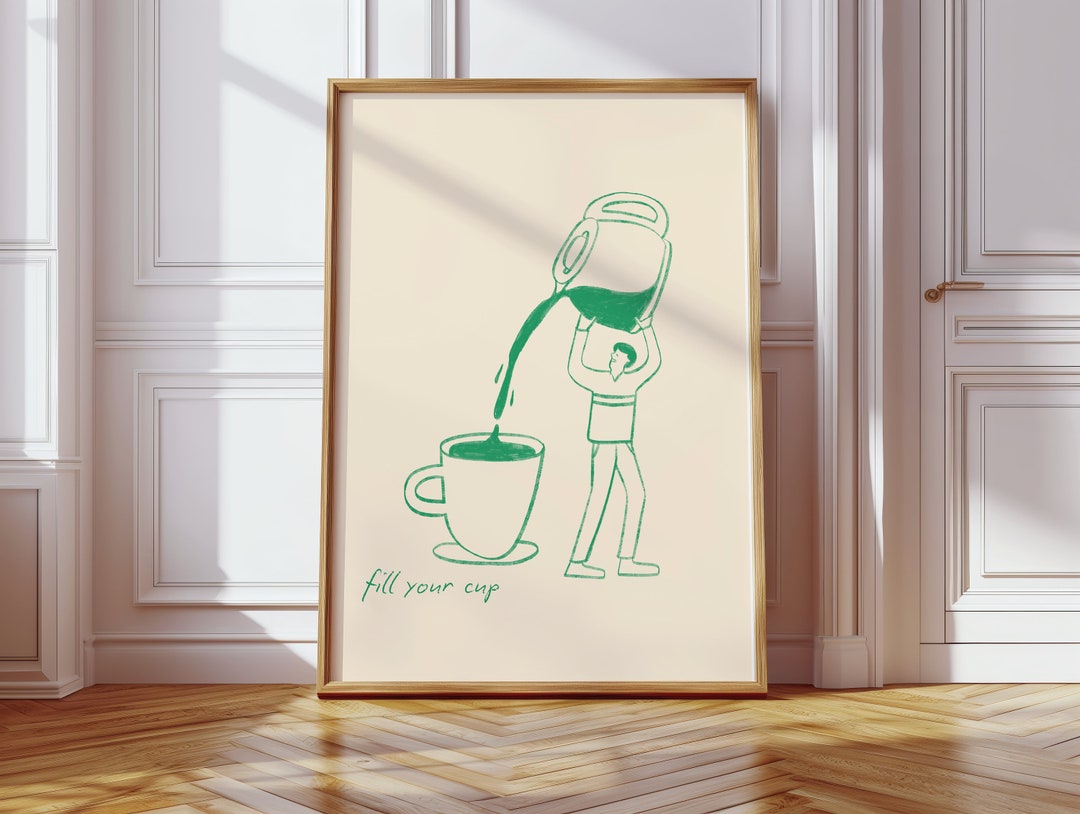 Coffee Poster, Surrealist Illustration, Wall Art for a Coffee Station ...
