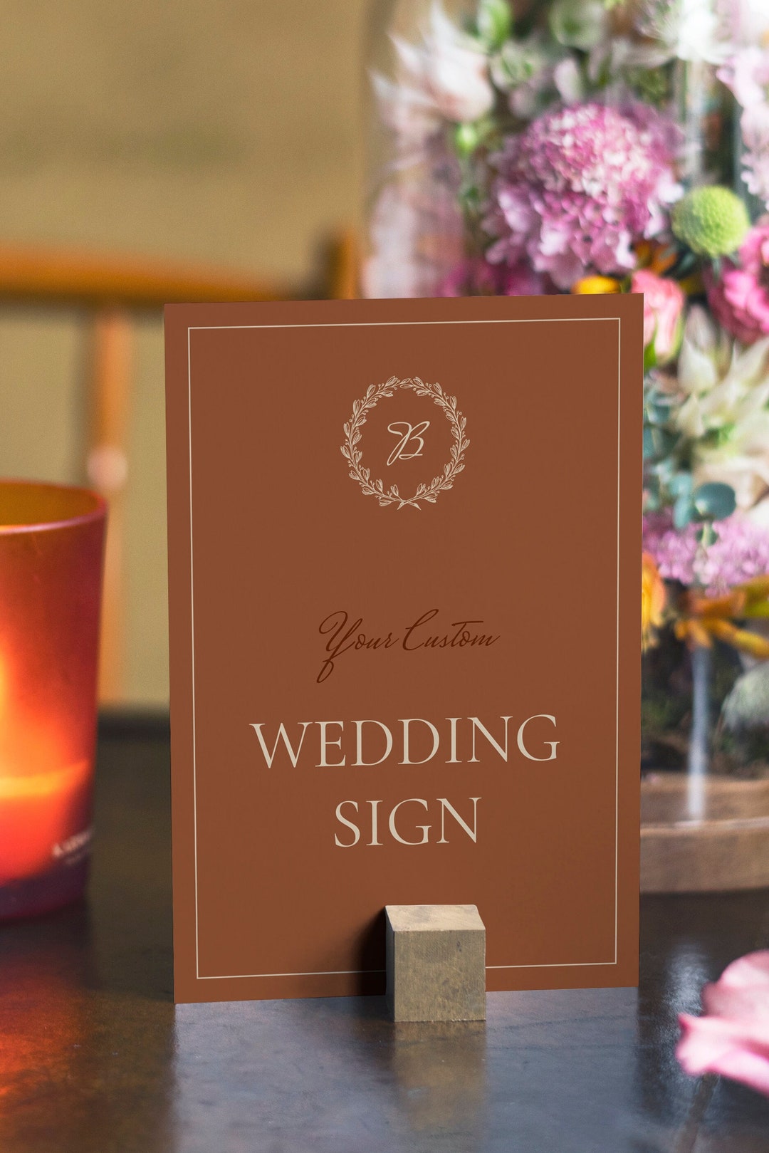 Wedding Custom Sign Template Classic Monogram Initial Editable and ...