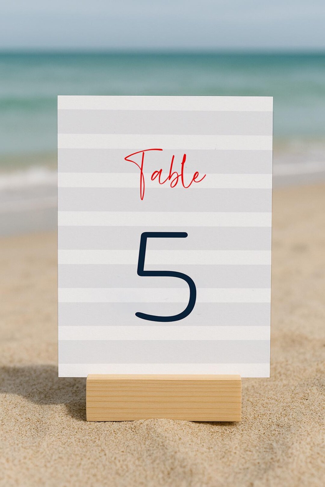 Coastal Wedding Table Number | Nautical Stripe Design (digital Download ...