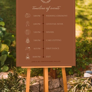 Timeline Sign Wedding Template Classic Monogram Initial Editable Sign ...