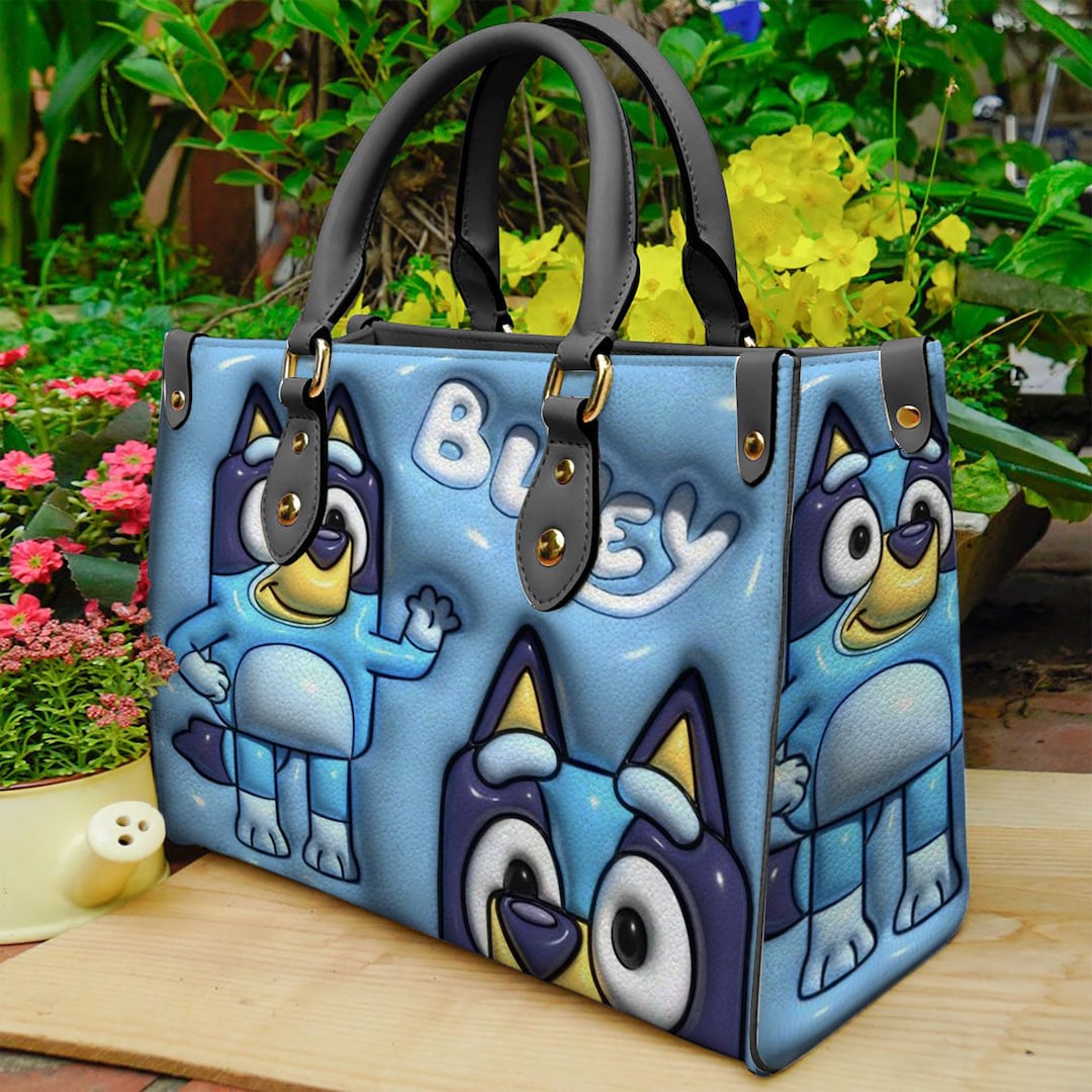 Bluey Dog Leather Handbag, Bluey Cartoon Witch Bag, Travel Bag, Wallet ...