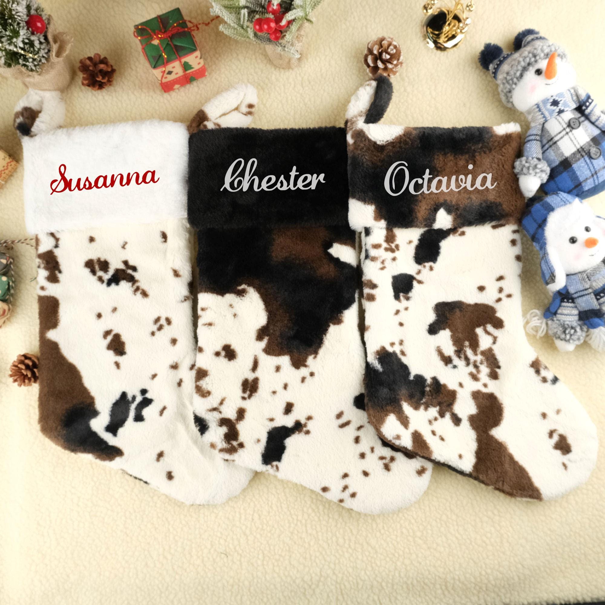 Personalized Cow Christmas Stocking,embroidered Plush Cow Stocking,west ...