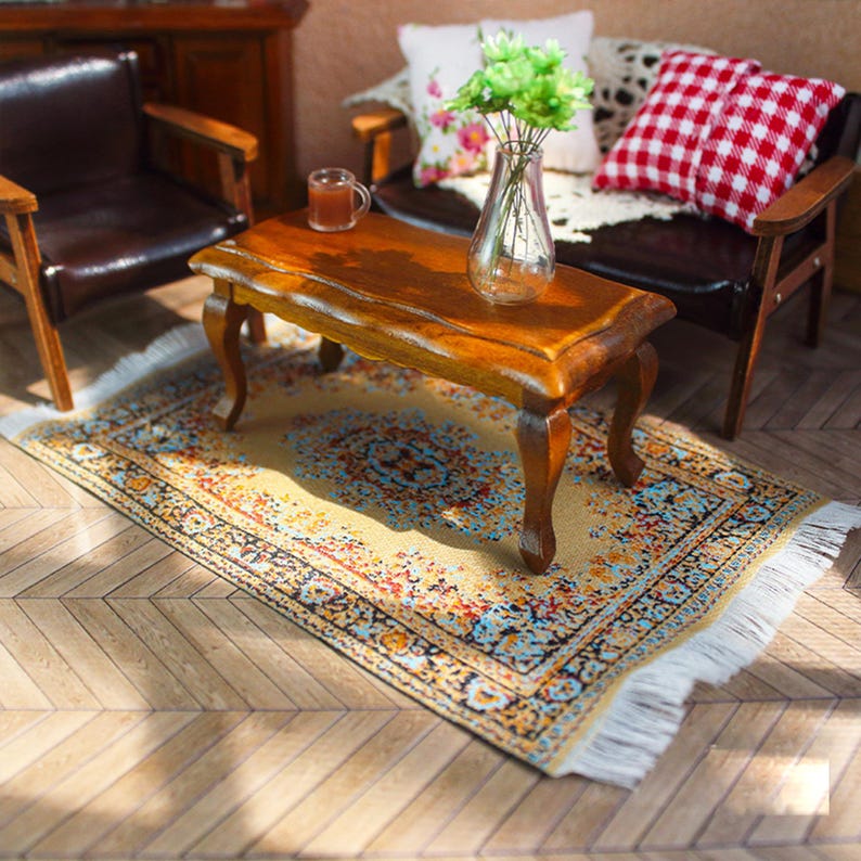 Dollhouse Miniature Turkish Persian Rug – 1:12 Scale Floor Décor Carpet ...
