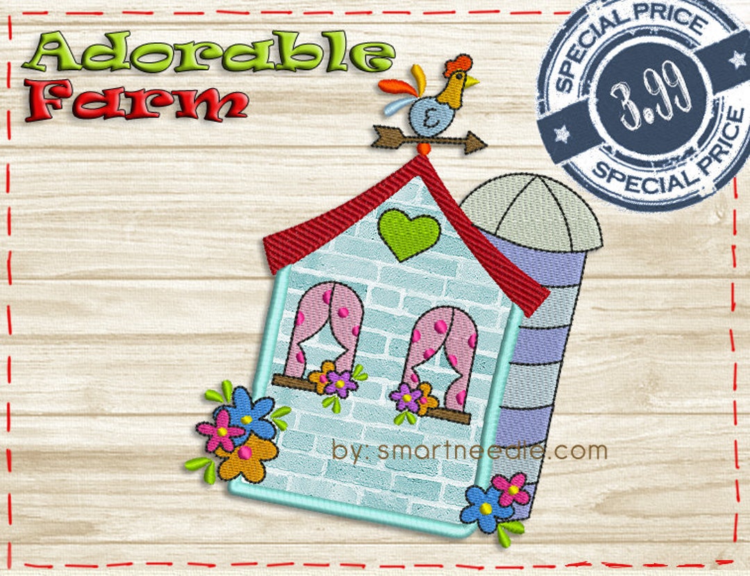 Adorable Farm Barn Machine Embroidery Design Applique 5x7 Hoop - Etsy