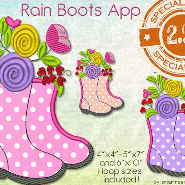 Rain Boot Applique Design - Etsy