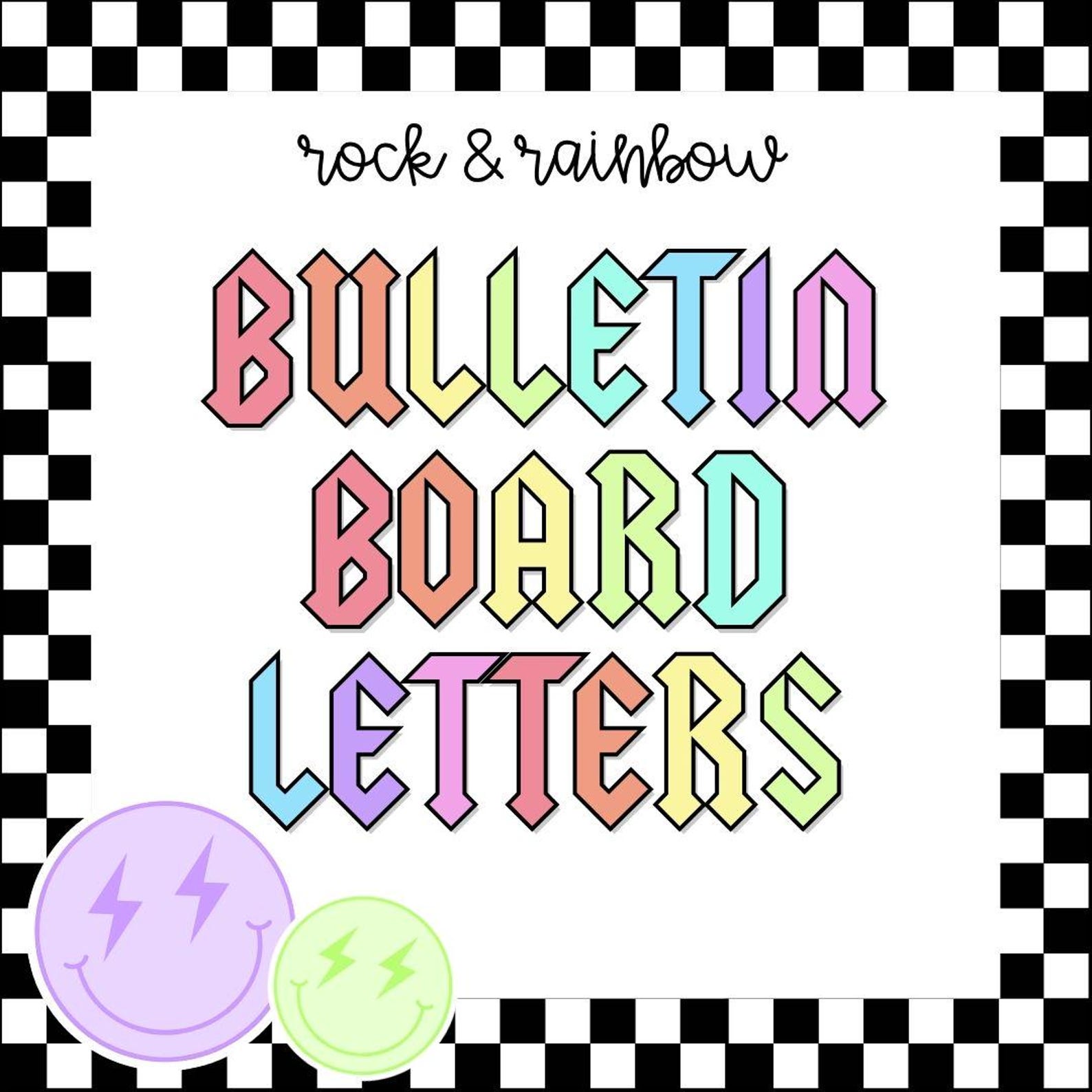 Rock and Rainbow Bulletin Board Letters - Etsy