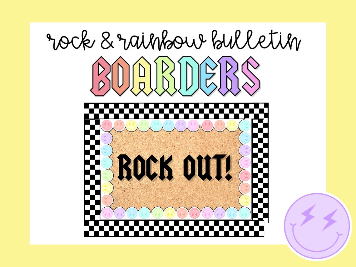 Rock and Rainbow Bulletin Board Borders - Etsy
