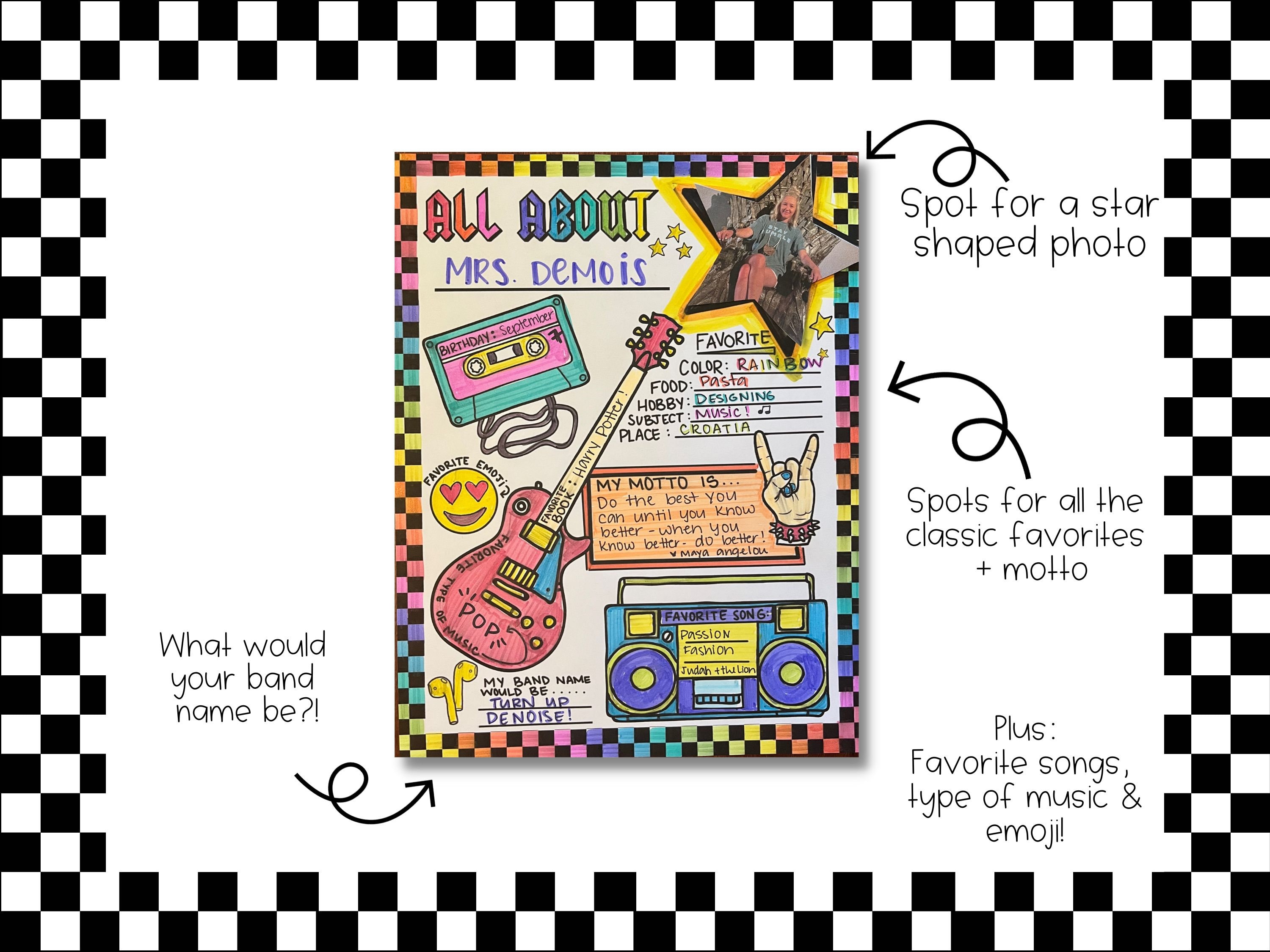 Rock and Rainbow - All About Me Poster - Etsy