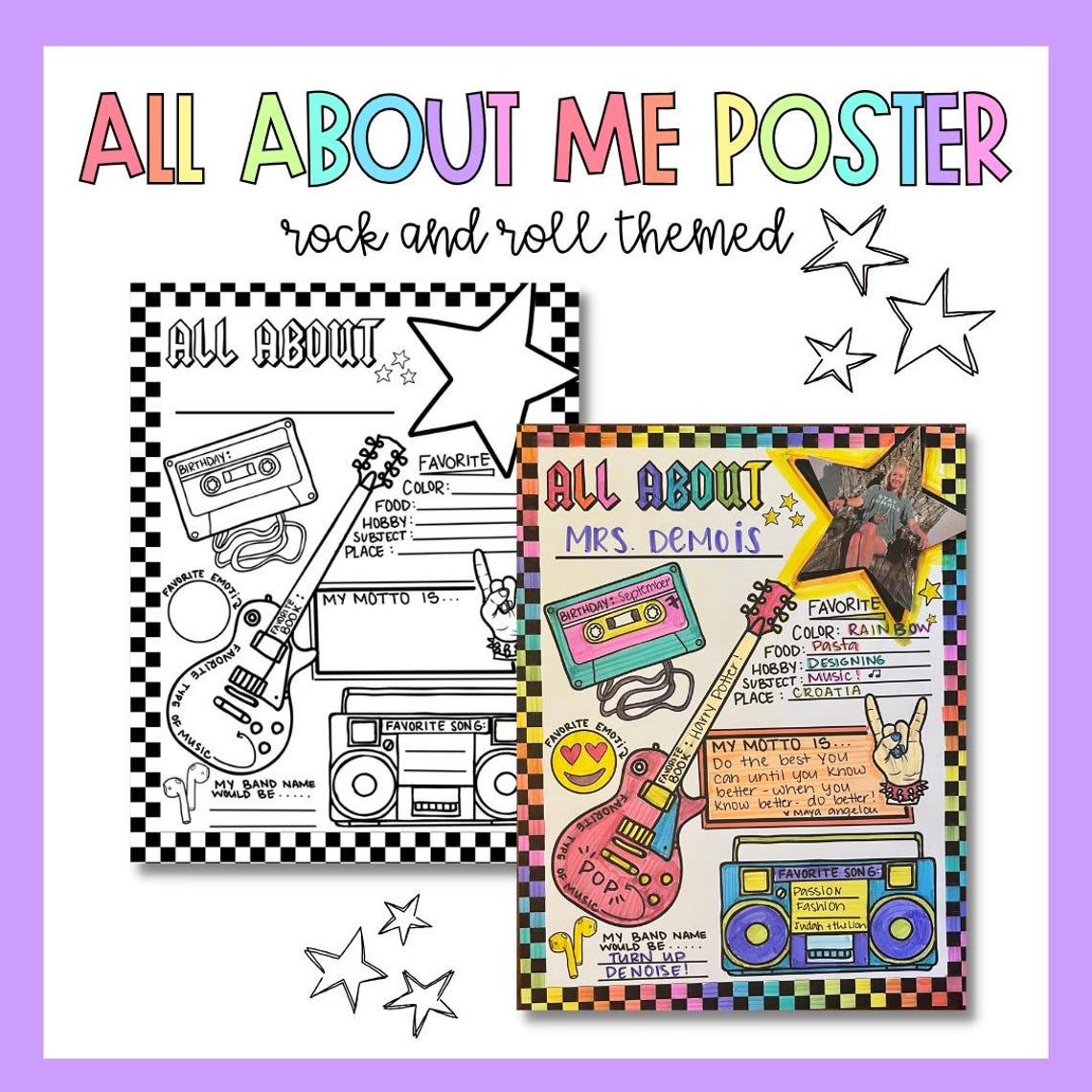 Rock and Rainbow - All About Me Poster - Etsy