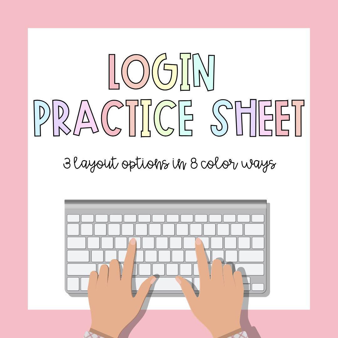 Login Practice Sheets - Etsy