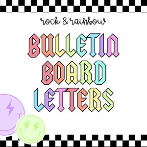 Rock and Rainbow Bulletin Board Letters - Etsy