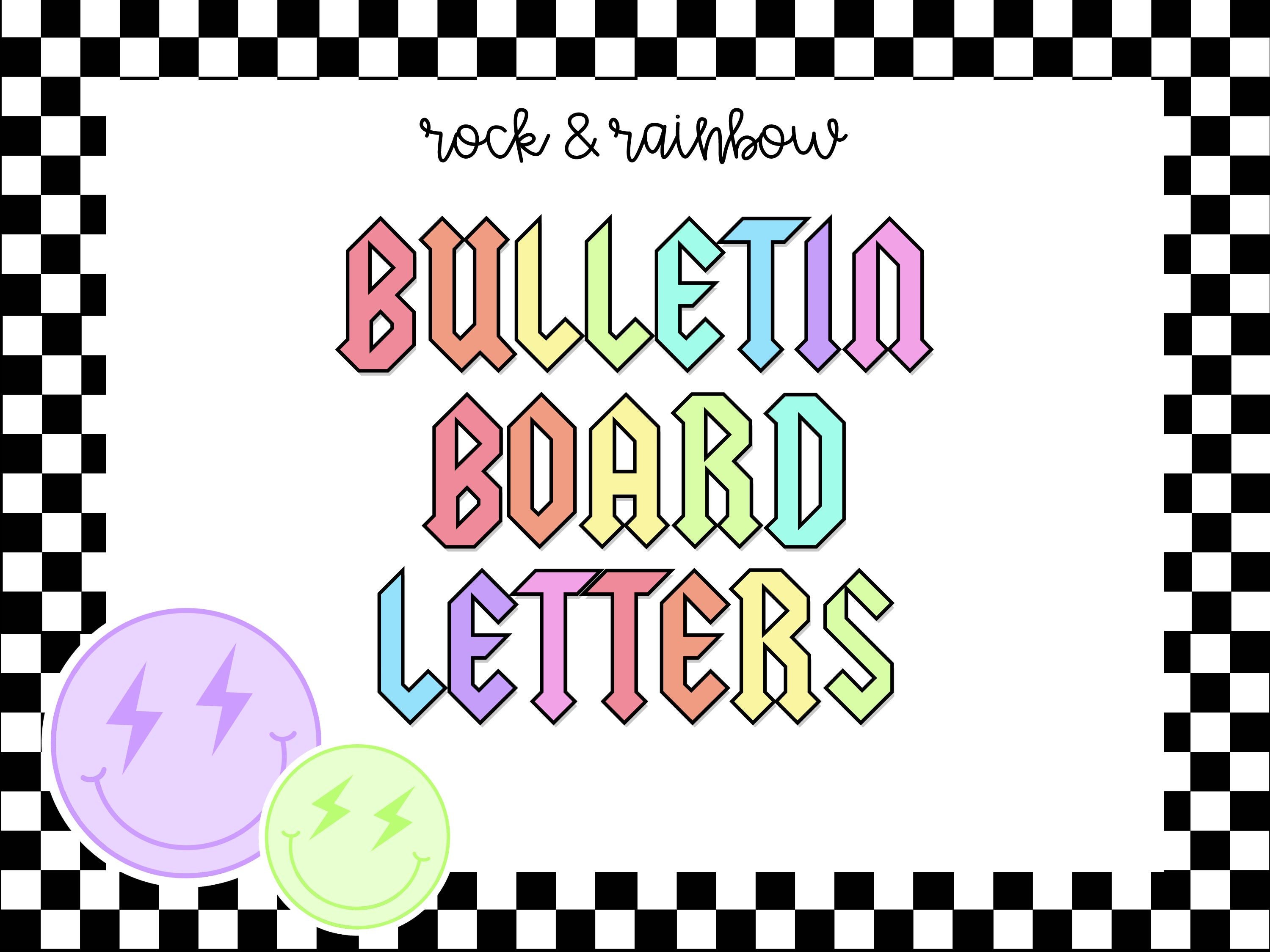 Rock and Rainbow Bulletin Board Letters - Etsy