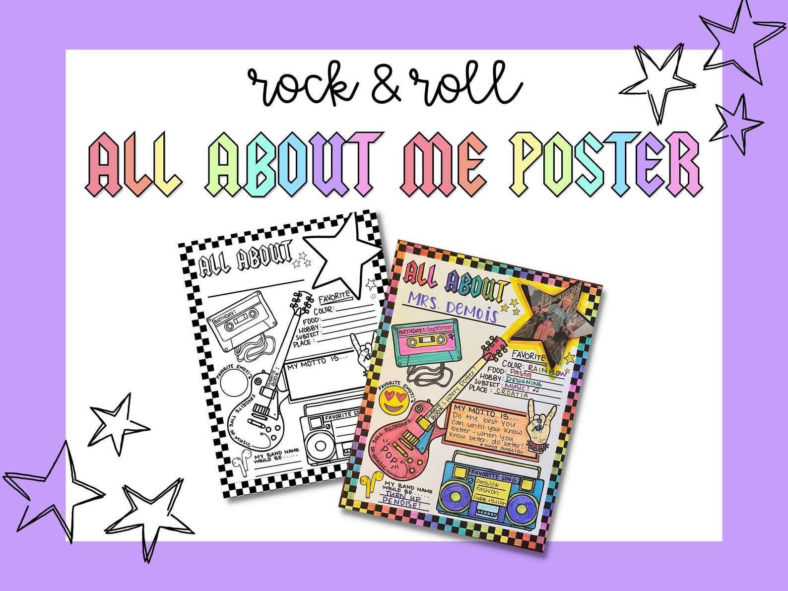 Rock and Rainbow - All About Me Poster - Etsy