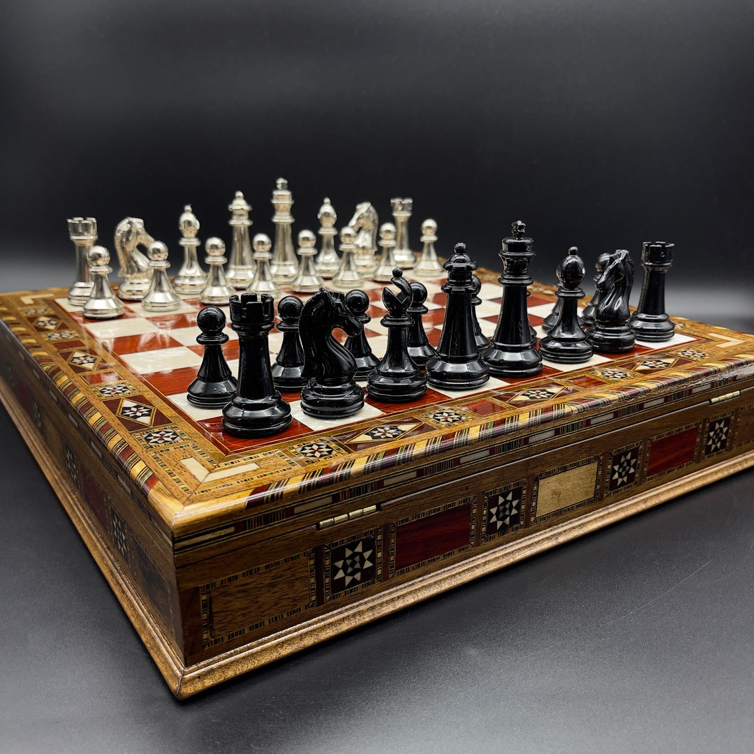 Wooden Handmade Chess Set Personalized Gift, Decorative Chess Game Set ...