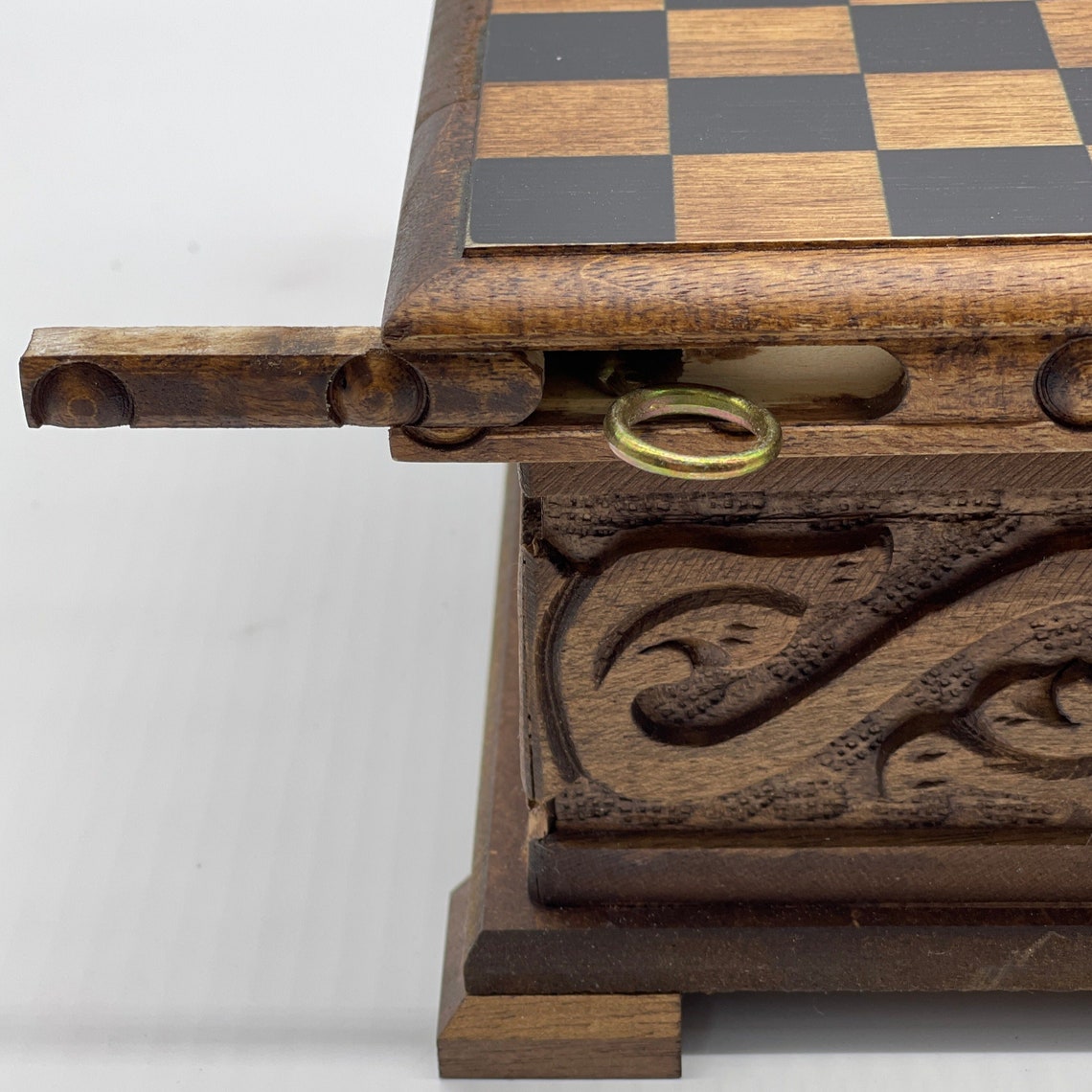 Personalized Boxed Puzzle Chess Set With Hidden Compartment With Chess ...
