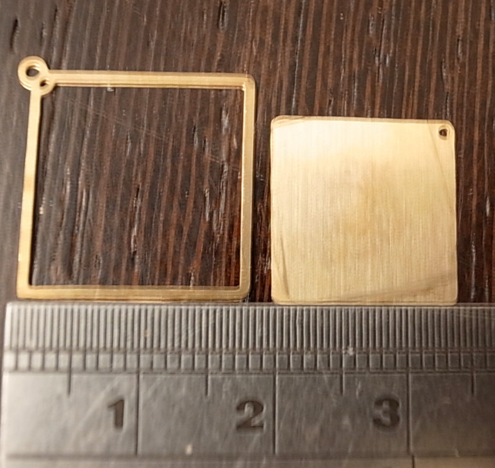 50 Newly Made Raw Brass Stamping Square Outline Die Cut Charm 18x18 X 0 ...