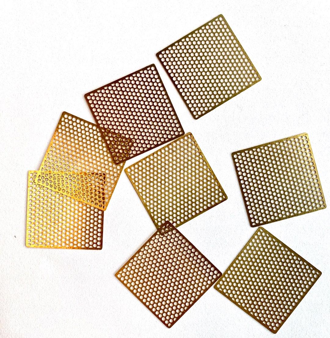 20 Raw Brass Die Cut Charm in Square Mesh 35 Mm Each Side - Etsy