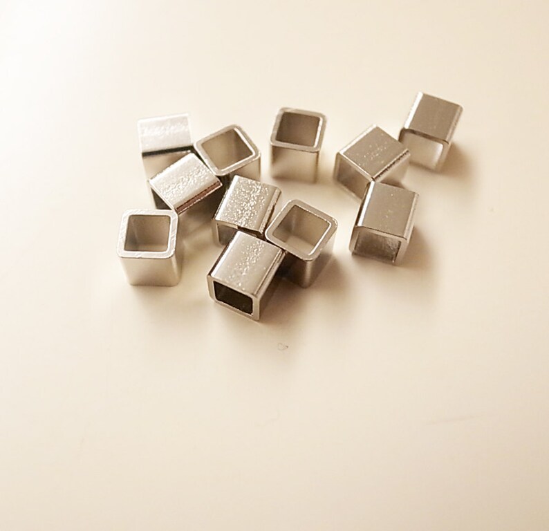 12g About 50 Pieces of Vintage Square Raw Brass Cube Bead Tube 4 X 4 Mm ...
