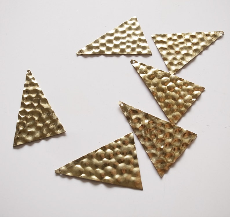 10 Raw Brass Charm Long Triangle With Bumps Texture 46 X 32mm - Etsy