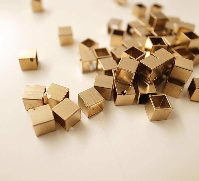 30 pieces of newly made cut raw brass tube cubic shape bead | Etsy