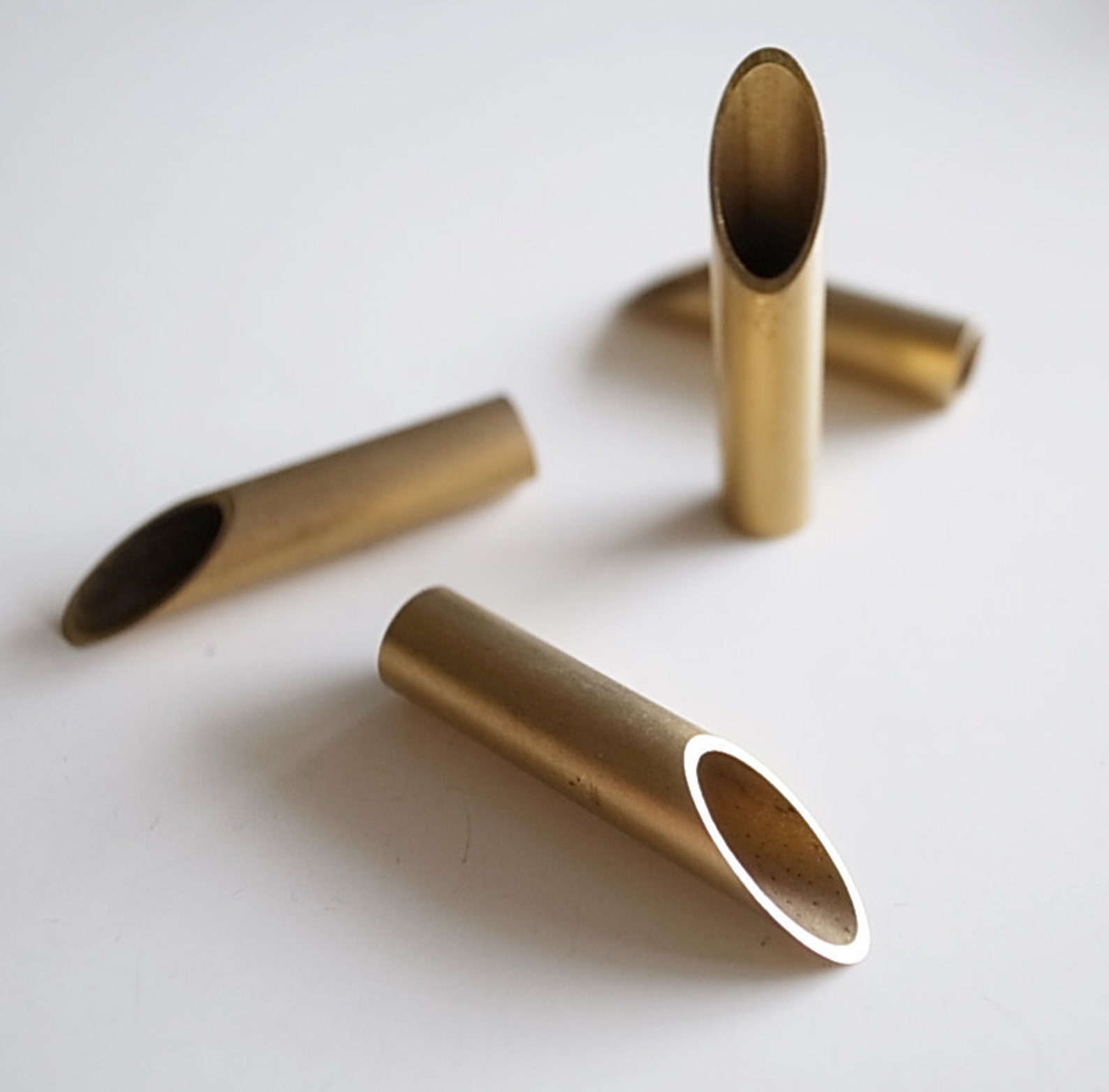 10 Pieces of Vintage Brass Tube Cylinder Shape With Diagonal Cut Rod 28 ...