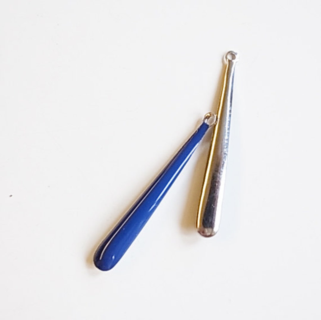 50 Vintage Solid Royal Blue Indigo Epoxy Poly Resin on Brass Plated in ...