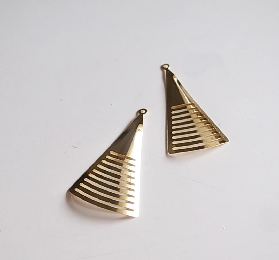 10 Pcs Triangle Drop With Curve 38 X 20 Mm Long Fan Shape in Gold Color ...