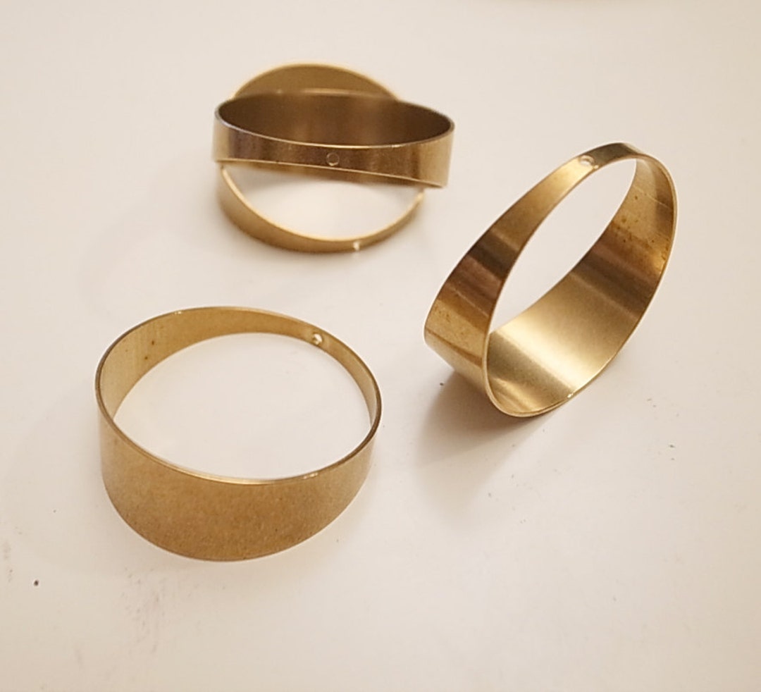 12 Medium Size Raw Brass Cylinder Hoop 32mm Across With Widest 13mm 1 ...