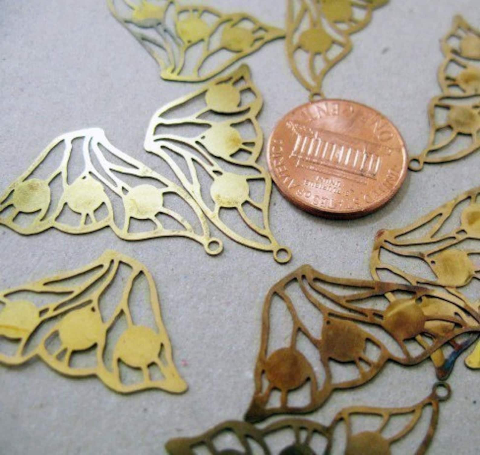 25 Newly Made Raw Brass Die Cut Butterfly Wings Charms Very Delicate ...