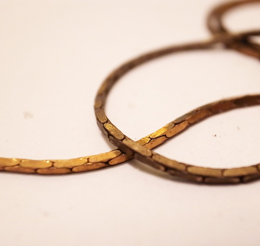 5 Feet Vintage Raw Brass Snake Chain Box Rectangular Shape Thin 1mm ...