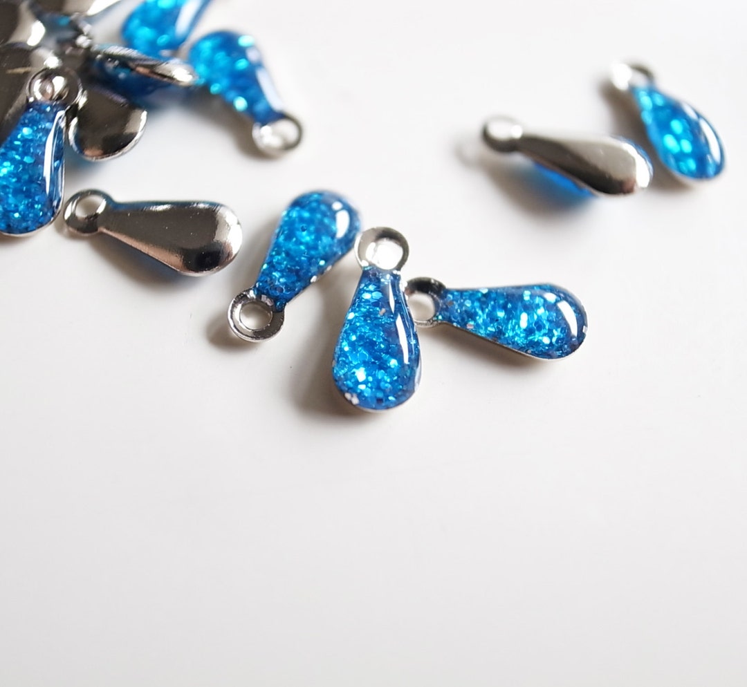 50 Clear Blue With Glitters Epoxy Poly Resin on Steel Color Base Small ...