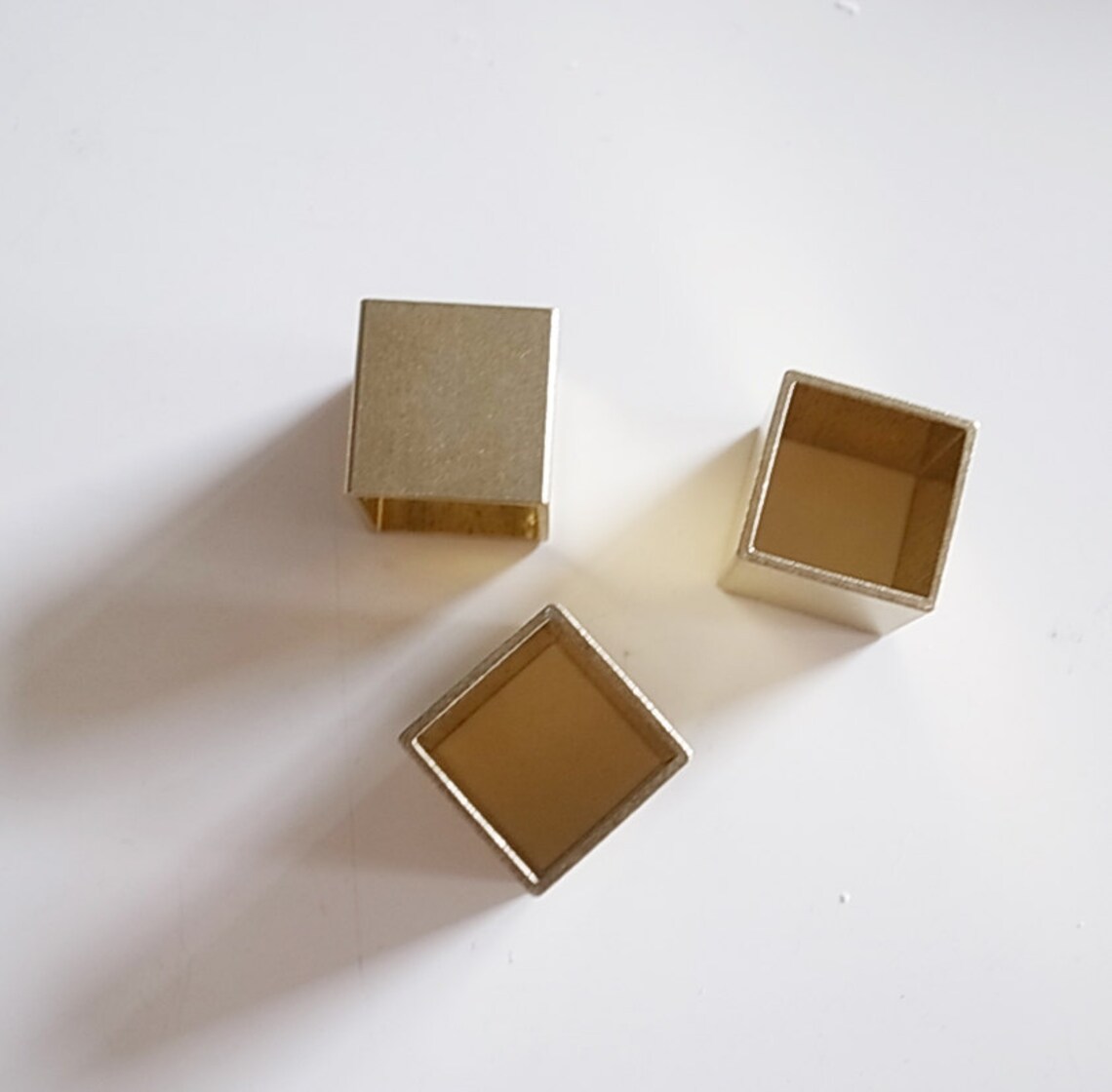 15 Pieces of Vintage Cut Raw Brass Tube Cubic Square Shape Bead Cap 12 ...