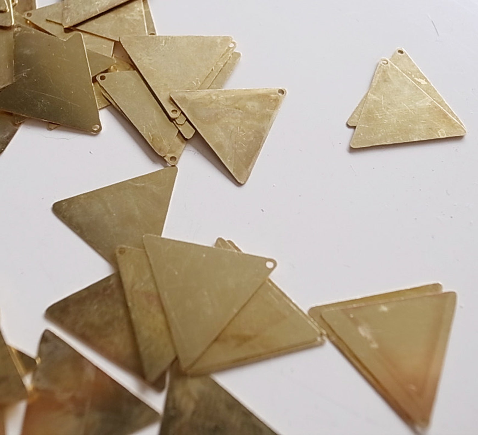 50 Raw Brass Die Cut Triangle Stamping Charm Thin Brass Tag - Etsy