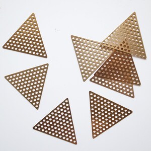 20 Raw Brass Die Cut Charm in Triangle Holes Mesh 37mm Each Side - Etsy