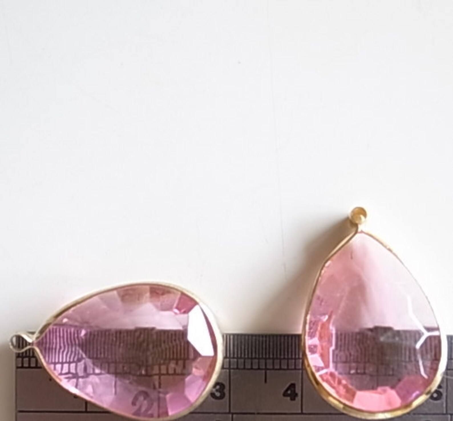 5 Large Vintage Light Pink Acrylic Drop Beads With Gold Color - Etsy