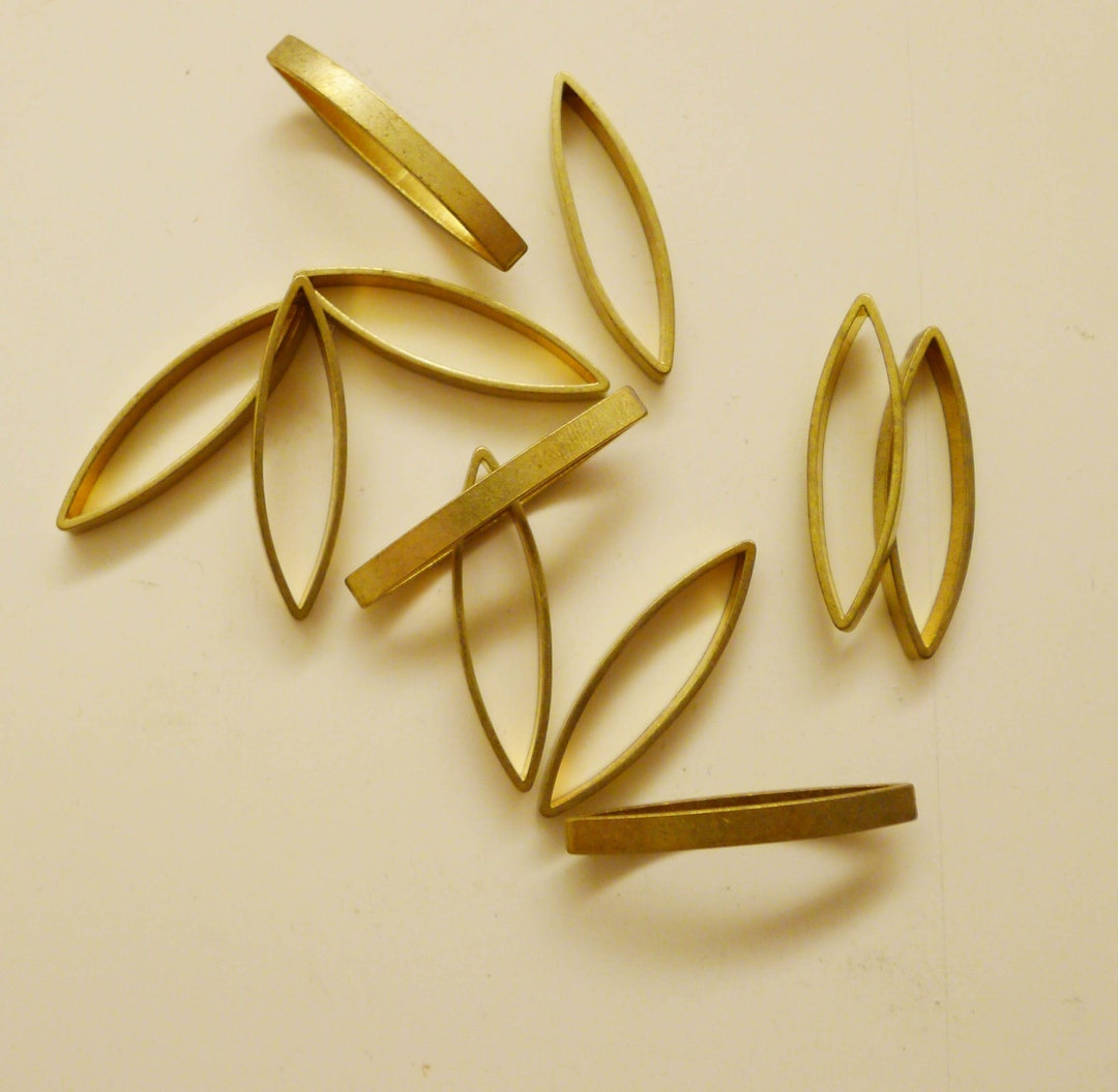 12 Pieces of Vintage Cut Raw Brass Tube Outline Charm in Eye Geometric ...