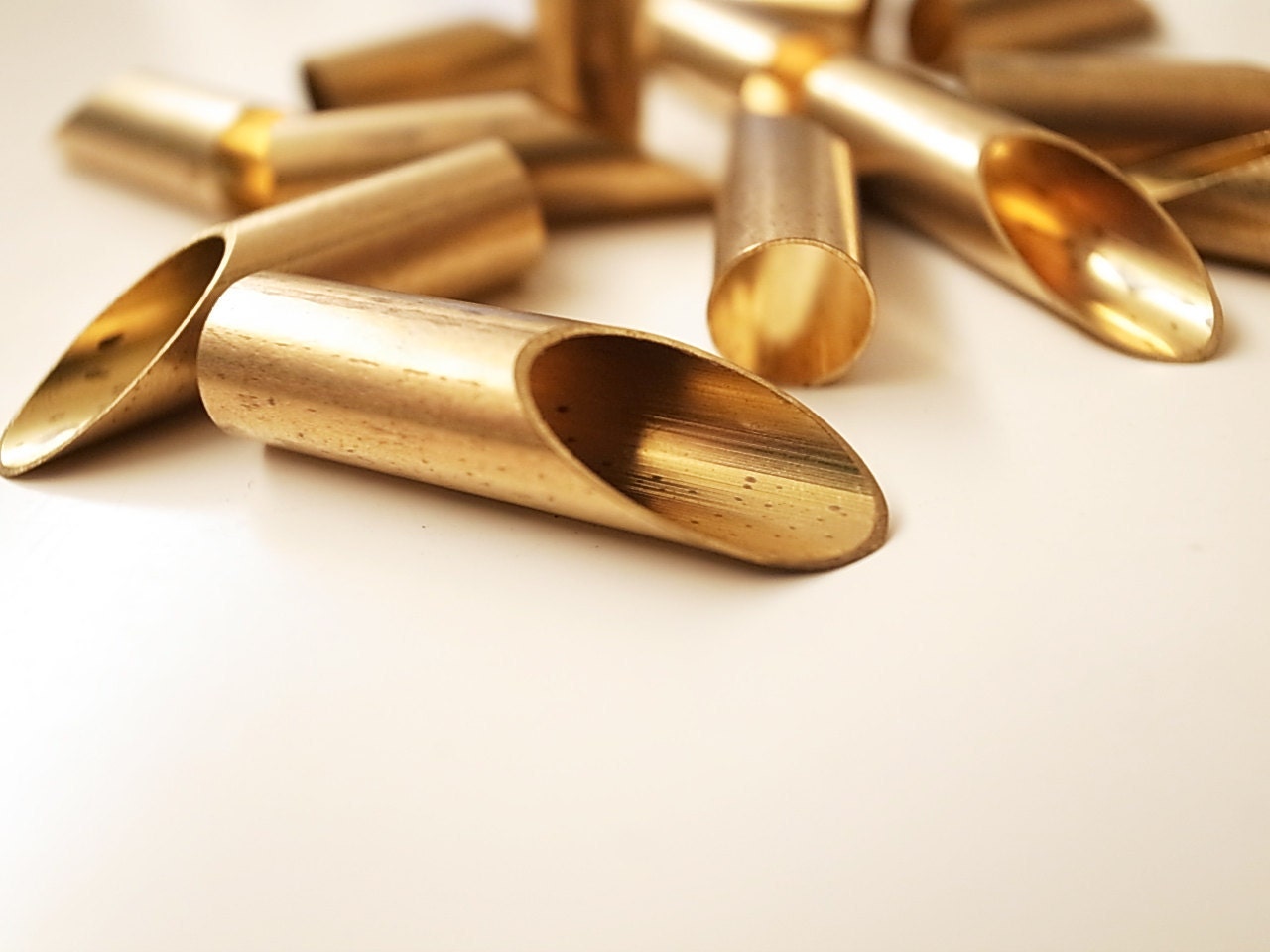 10 Pieces of Vintage Brass Tube Cylinder Shape With Diagonal Cut Rod ...