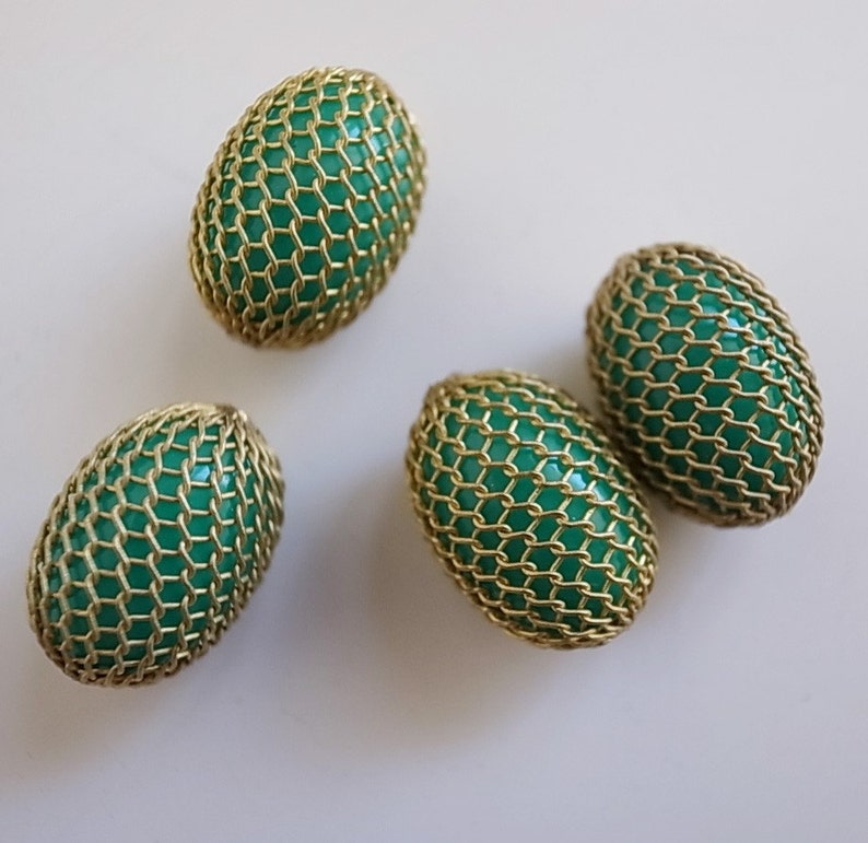 10 Vintage Old Stock Brass Mesh Wrapping Green Plastic Beads - Etsy