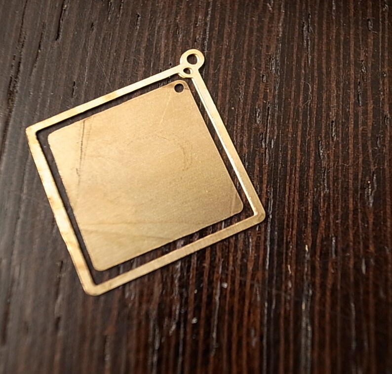 50 Newly Made Raw Brass Stamping Square Outline Die Cut Charm 18x18 X 0 ...