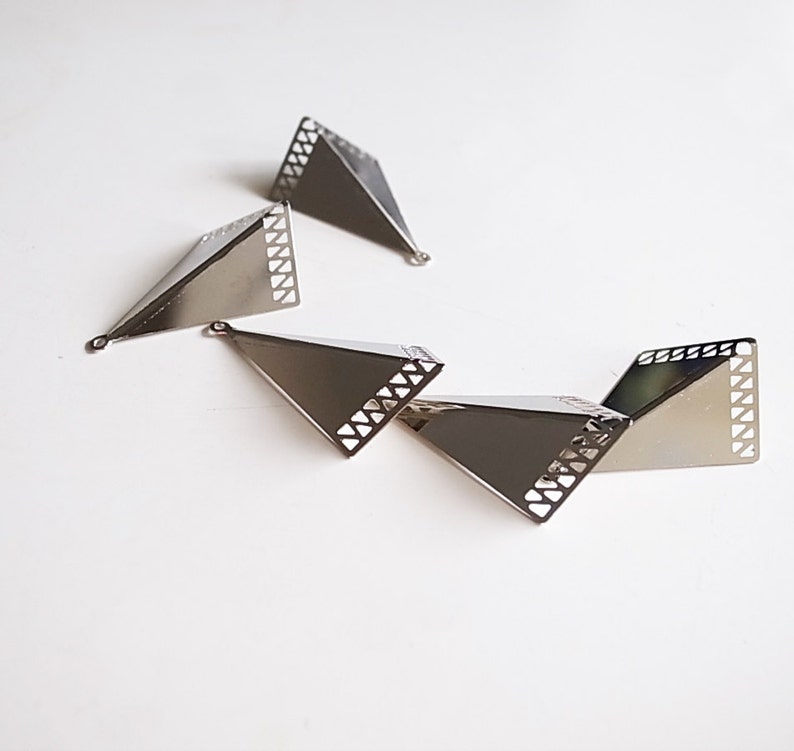 10 Pcs Bent Triangle Charm With Little Triangle Holes 22 X 34mm in ...
