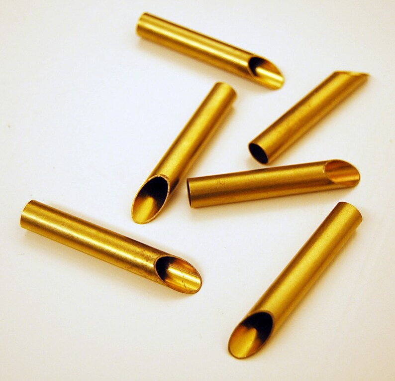 8 Pieces of Vintage Brass Tube Cylinder Shape With Diagonal - Etsy